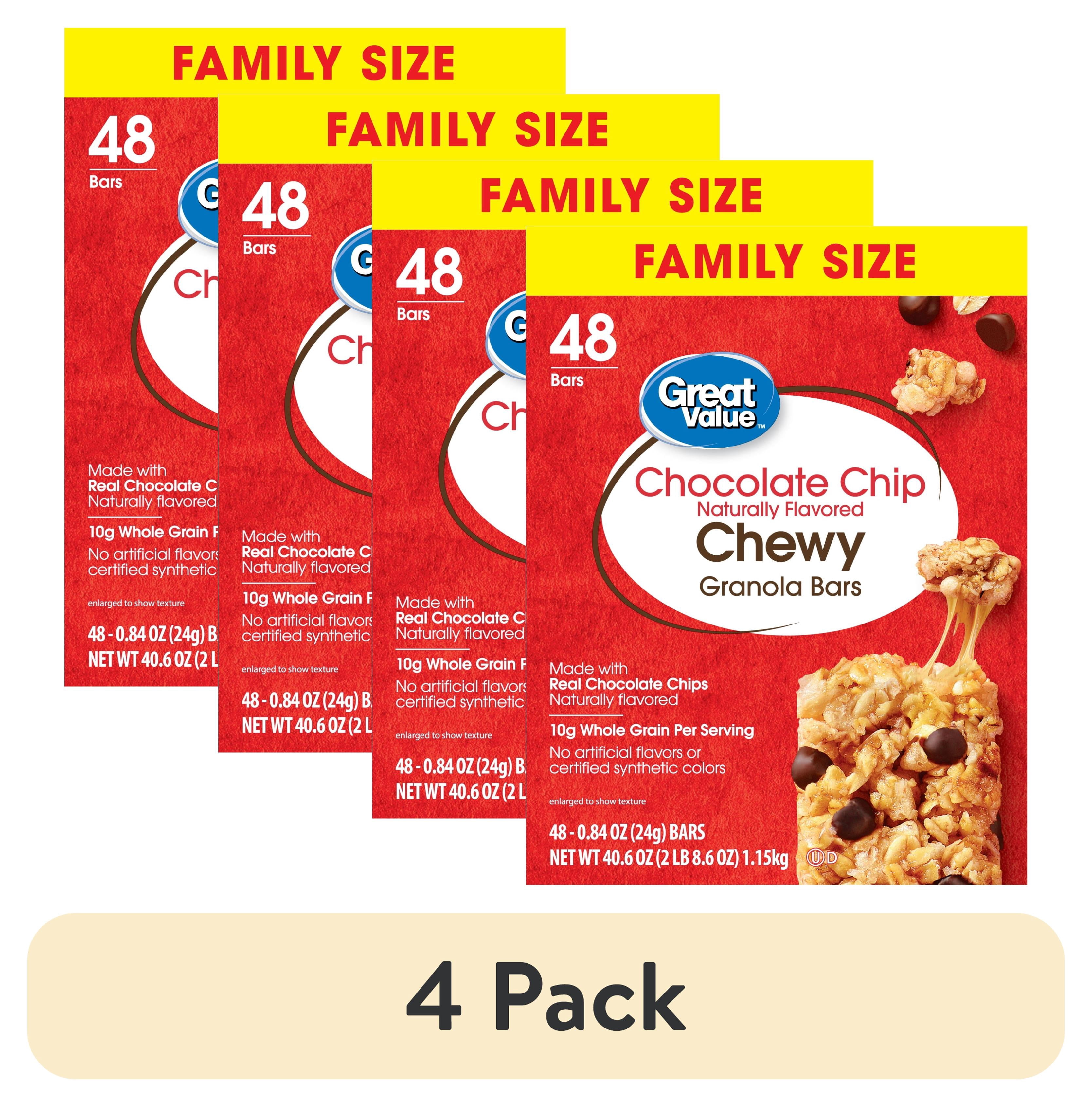 (4 pack) Great Value Chocolate Chip Chewy Granola Bars, Family Size, 0. ...