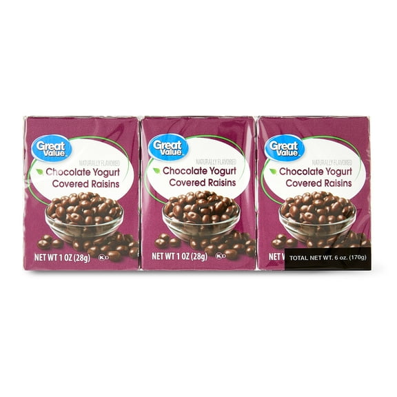 Great Value Vanilla Yogurt Covered Raisins 1 oz 6 Pack Delicious Fruit ...