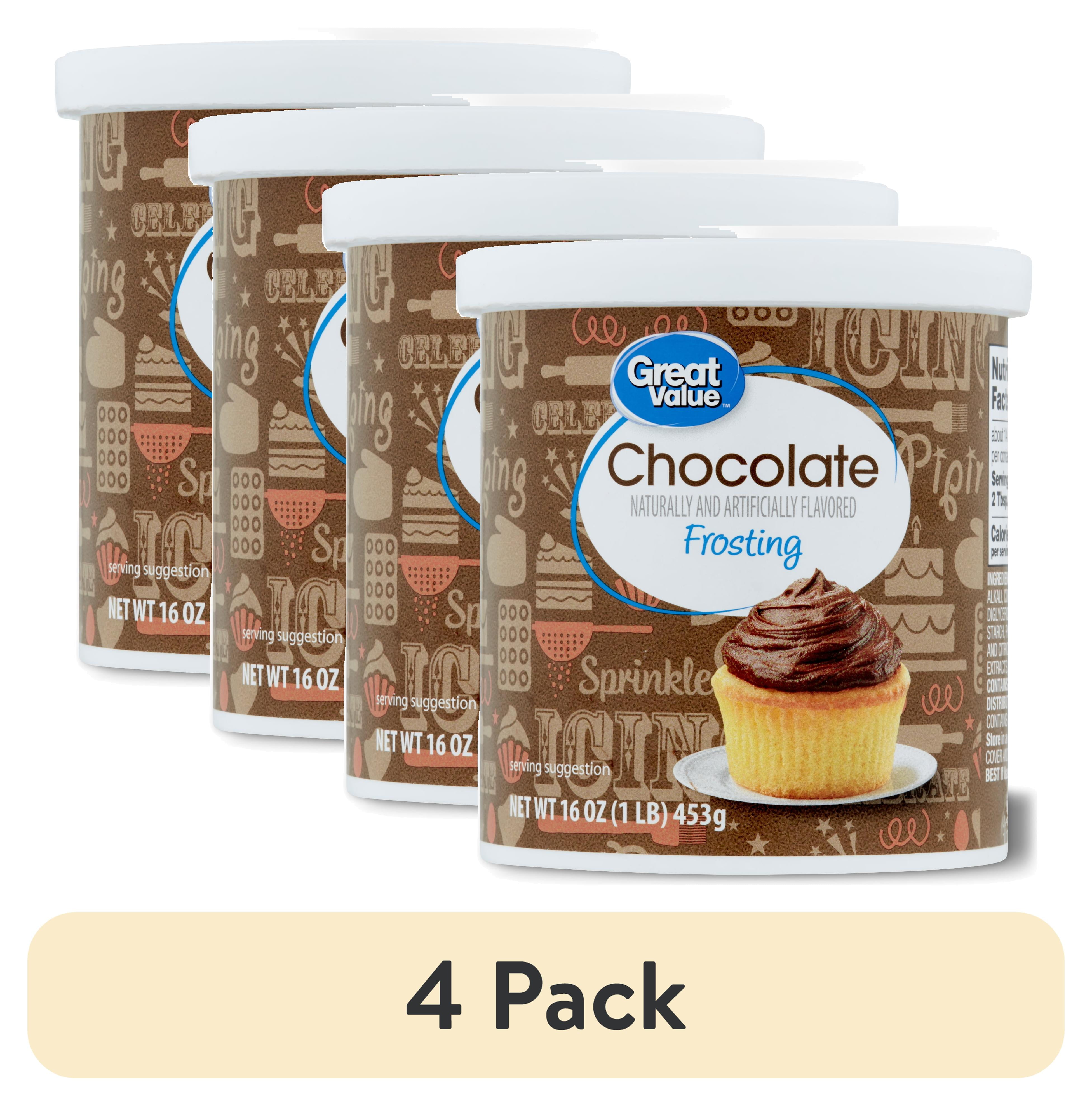 (4 pack) Great Value Chocolate Frosting, Brown, 16 oz Tub - Walmart.com