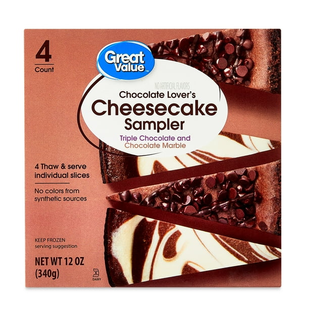 Great Value Chocolate Lovers Cheesecake Sampler, 12 oz, 4 Slices ...