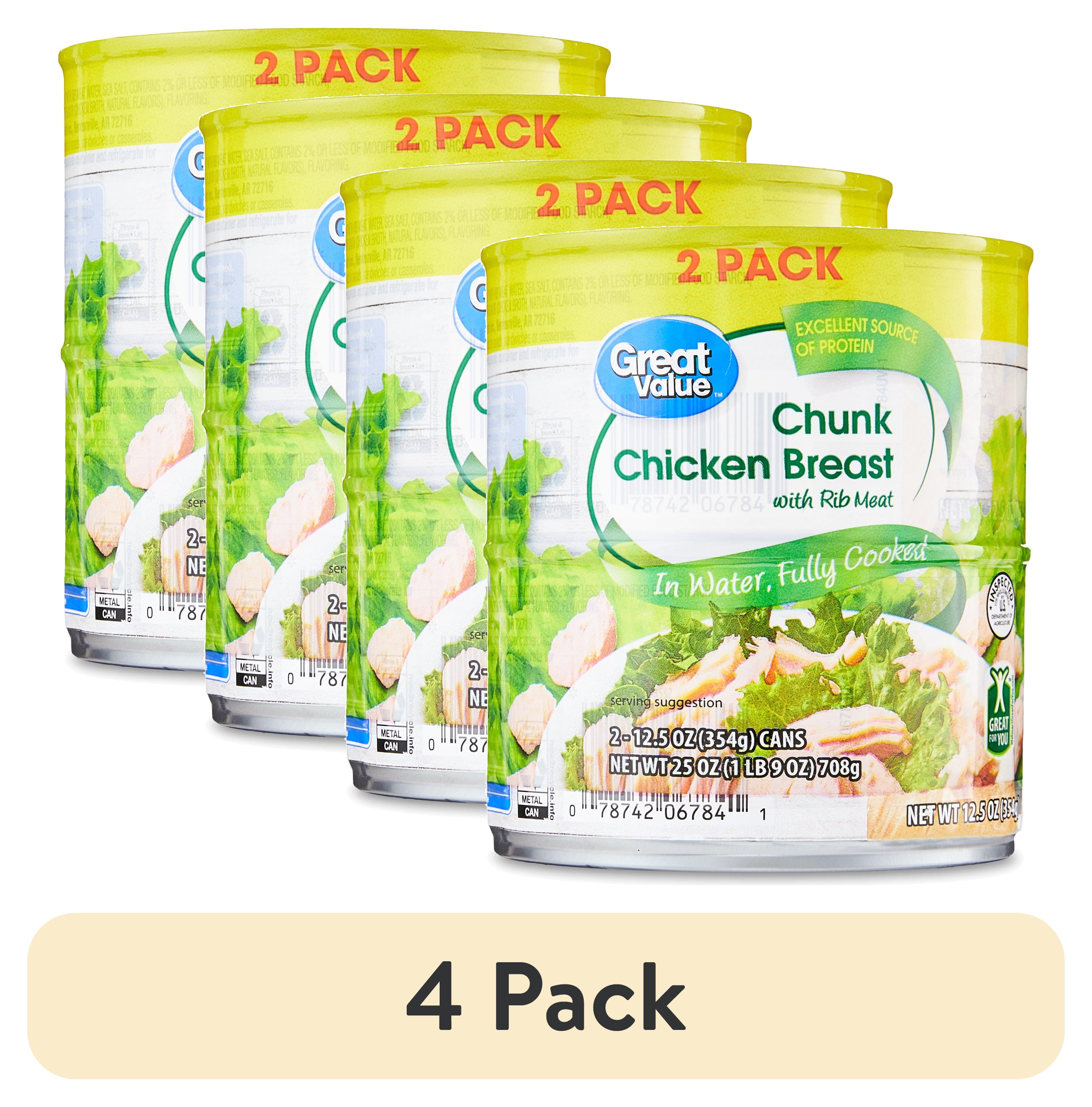 (4 pack) Great Value Chunk Chicken Breast, 12.5 oz Can, (2 Pack ... (4 pack) Great Value Chunk Chicken Breast, 12.5 oz Can, (2 Pack ...