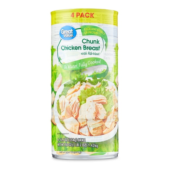 Great Value Chunk Chicken Breast 5 oz Can Fully Cooked High Protein No ...