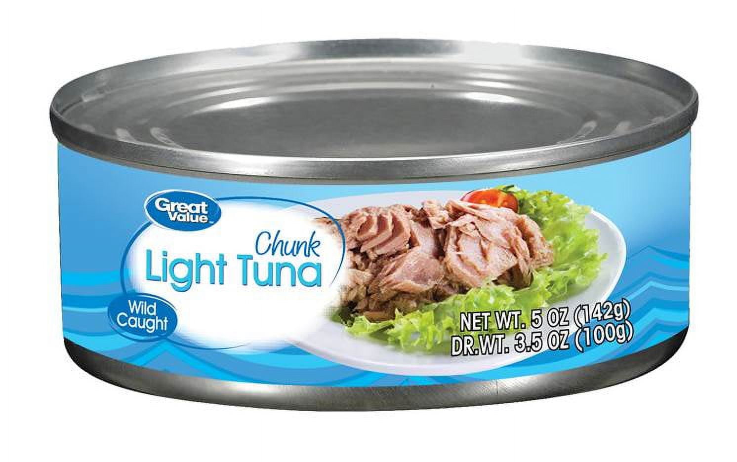 Great Value Canned Chunk Light Tuna in Water 5 oz Wild Caught Dolphin ...