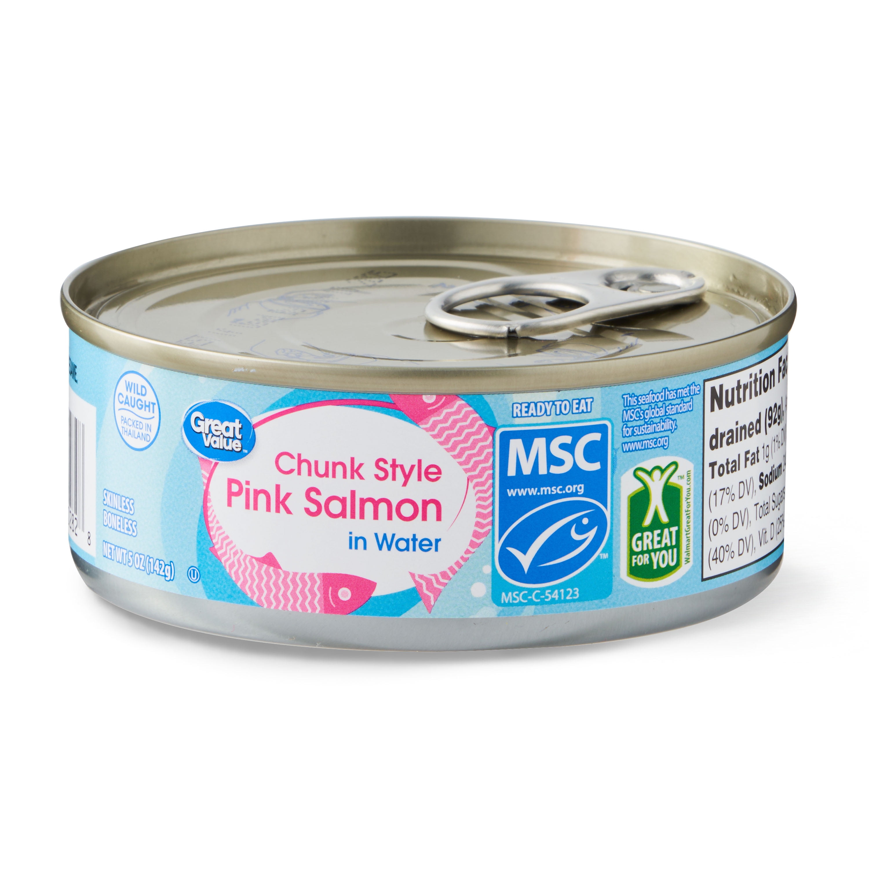 Great Value Canned Pink Salmon 5 oz Skinless Boneless Wild Caught ...