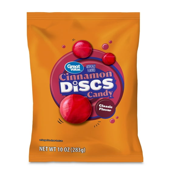 Great Value Cinnamon Discs Hard Candy 10 oz Bag with Strong Cinnamon ...