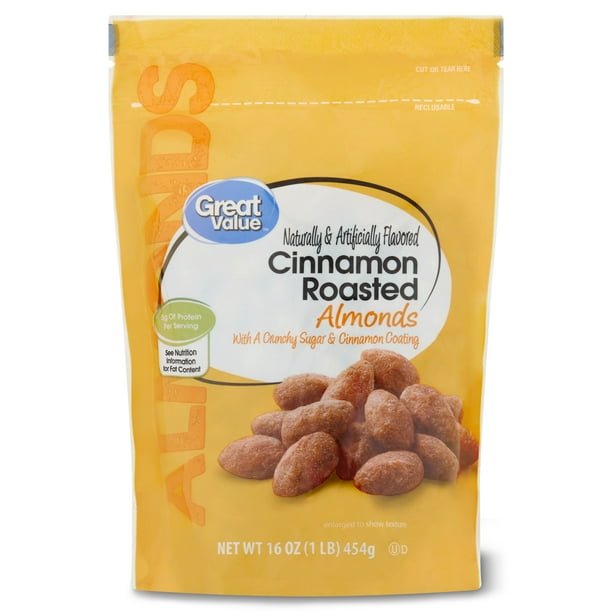 Great Value Cinnamon Roasted Almonds, 16 oz - Walmart Business Supplies