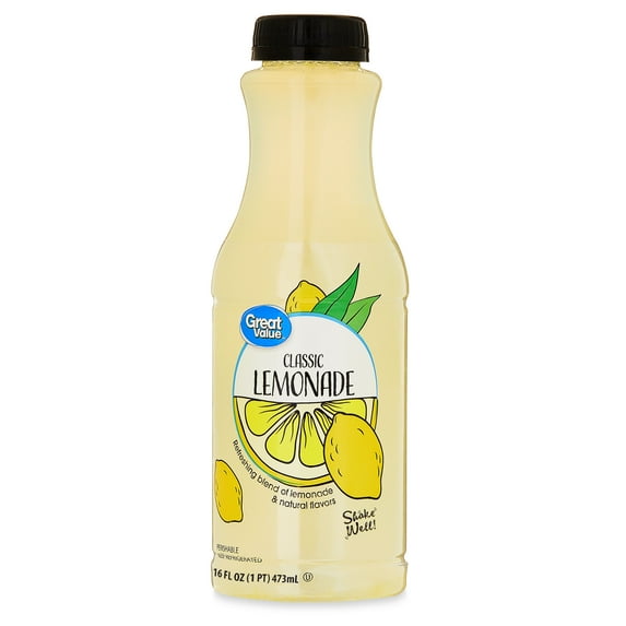 Great Value Classic Lemonade 16 fl oz Refreshing Lemonade Single ...