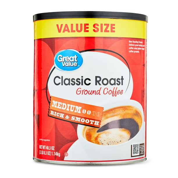 Great Value Classic Medium Roast Ground Naturally Caffeinated Coffee ...