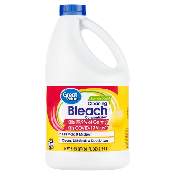 Great Value Lemon Scented Cleaning Bleach 81 fl oz Disinfects and ...