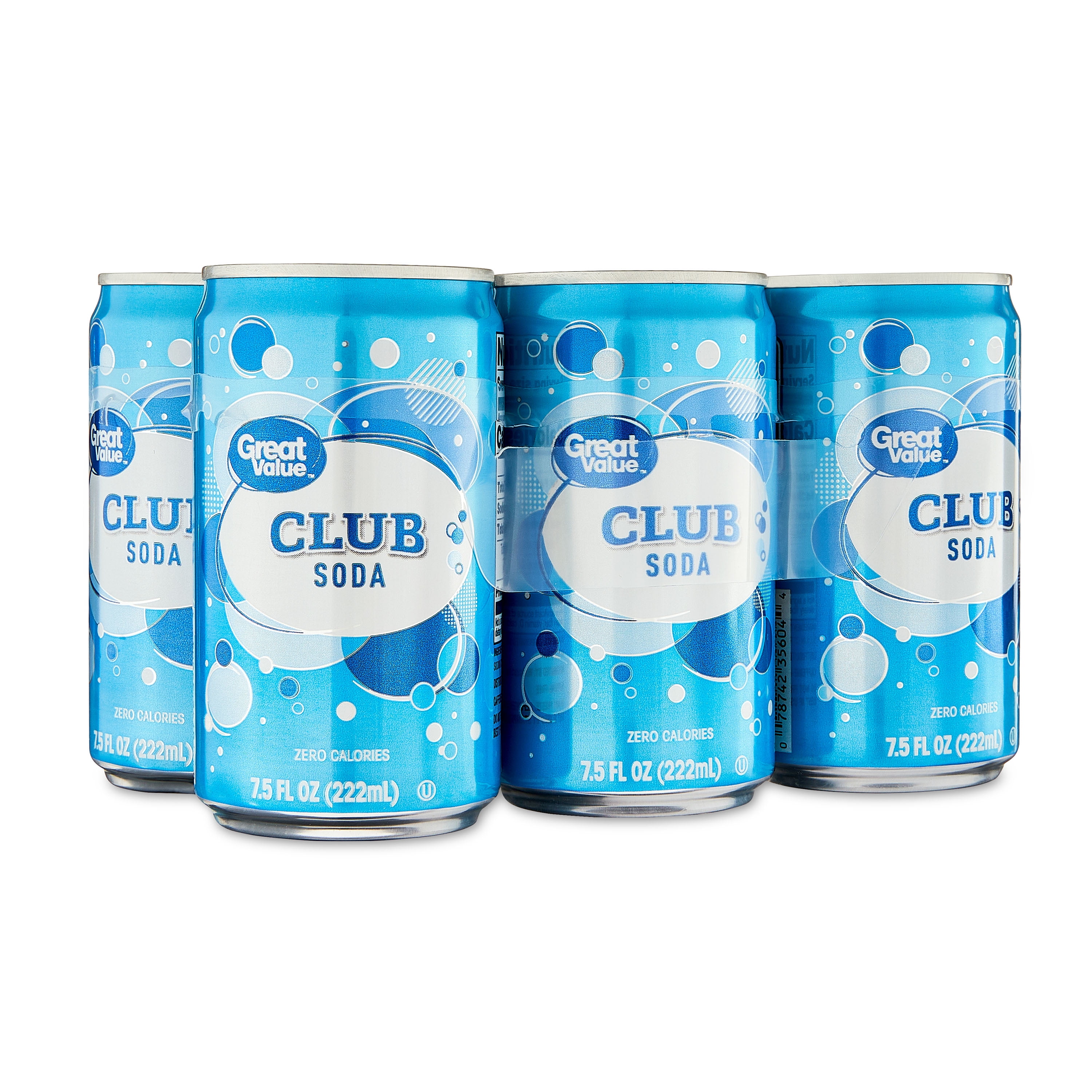 Brandclub - Great Value Club Soda, 7.5 fl oz, 6 Count Cans