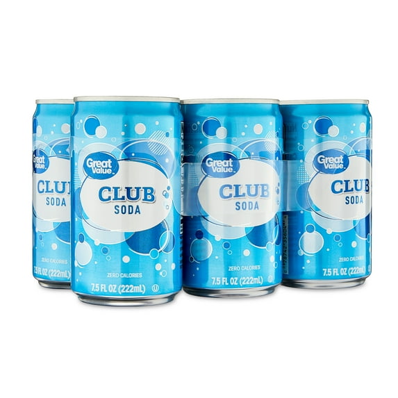 Great Value Club Soda, 7.5 fl oz, 6 Can Pack, Fizzy Beverage - Walmart.com