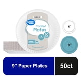 Great Value Coated Paper Plates, 9 inch, Disposable, Microwave Safe, 50 ...