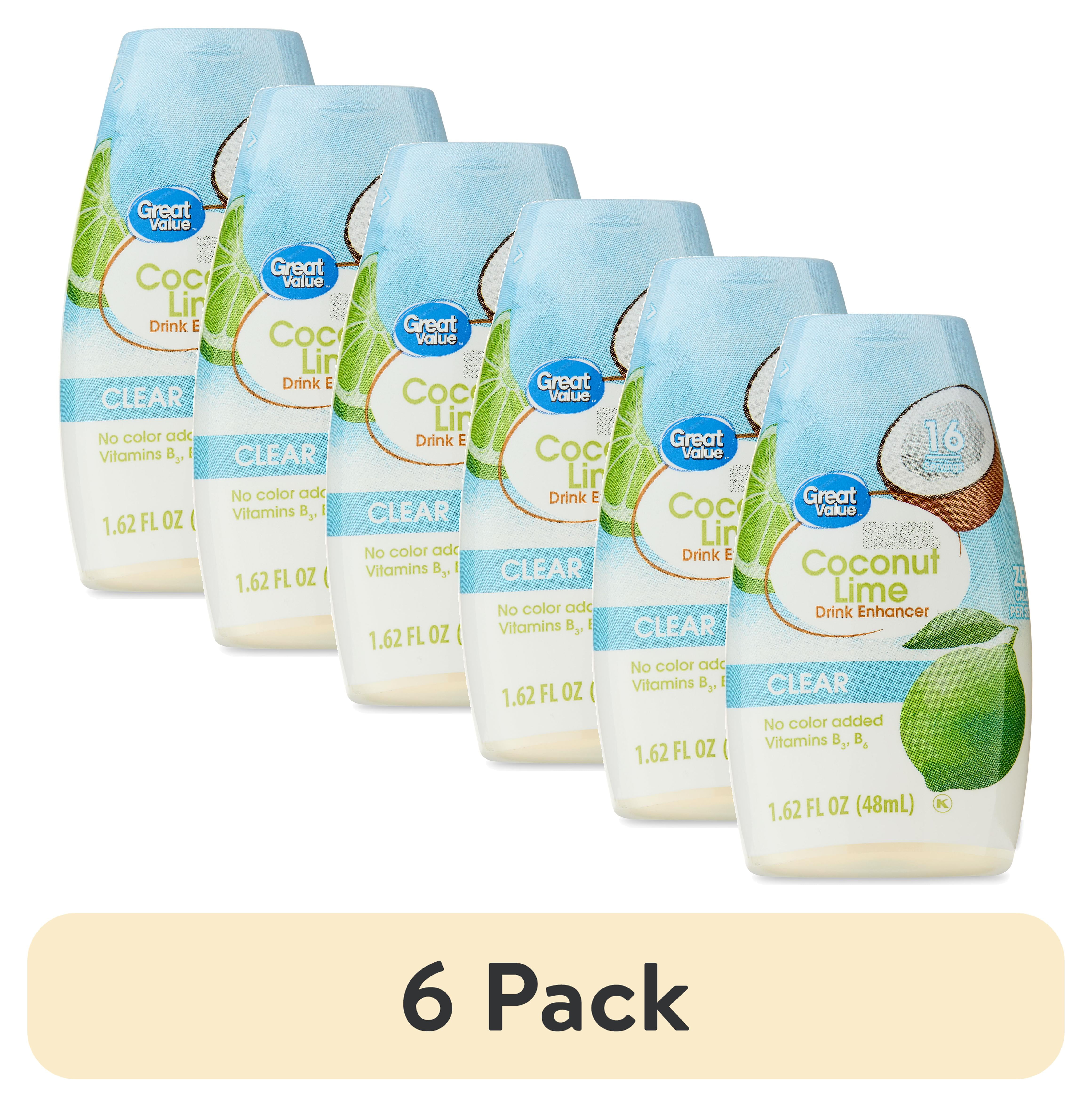(6 pack) Great Value Coconut Lime Clear Liquid Drink Enhancer, 1.62 fl ...