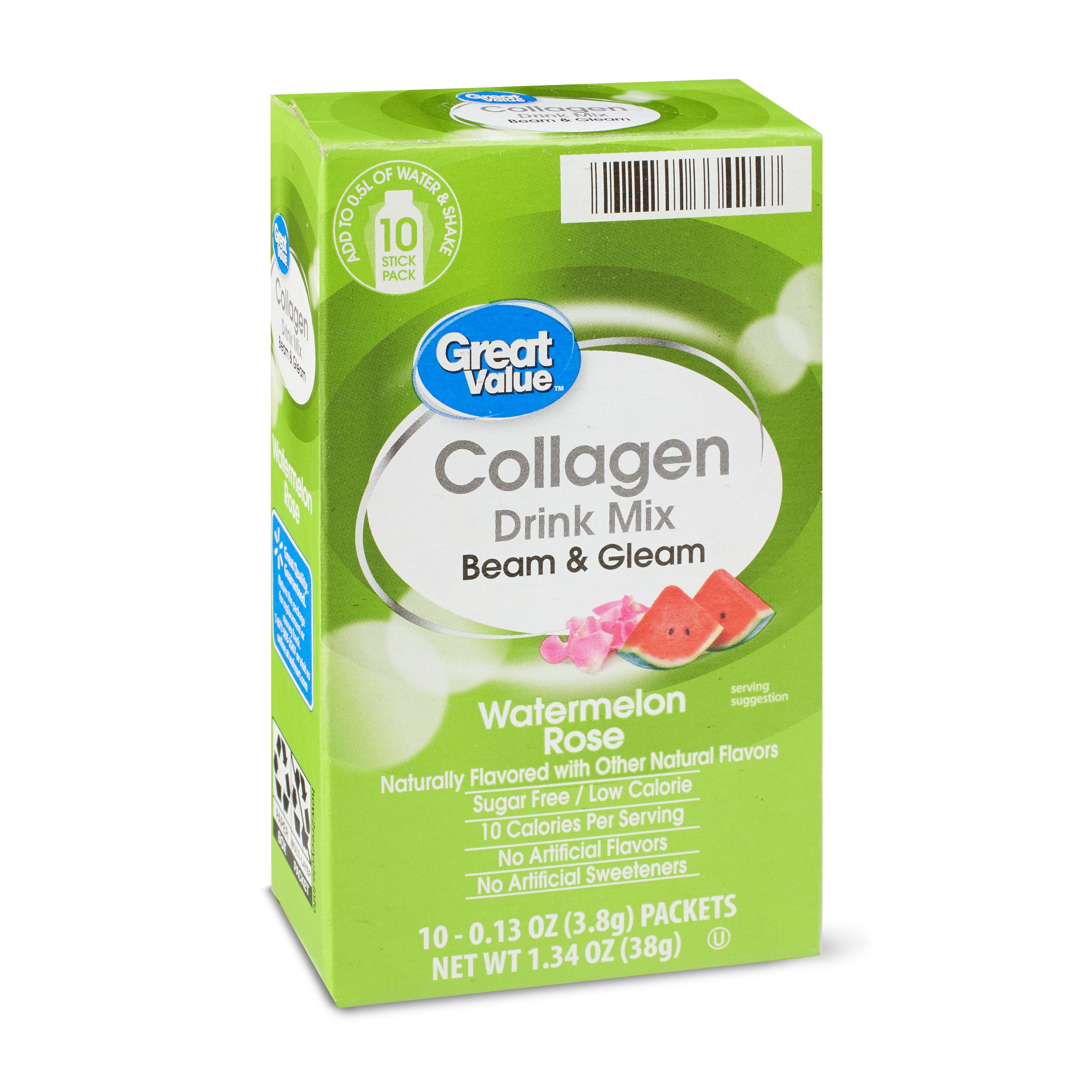 Great Value Collagen Beam and Gleam Watermelon Rose Powdered Drink Mix ...