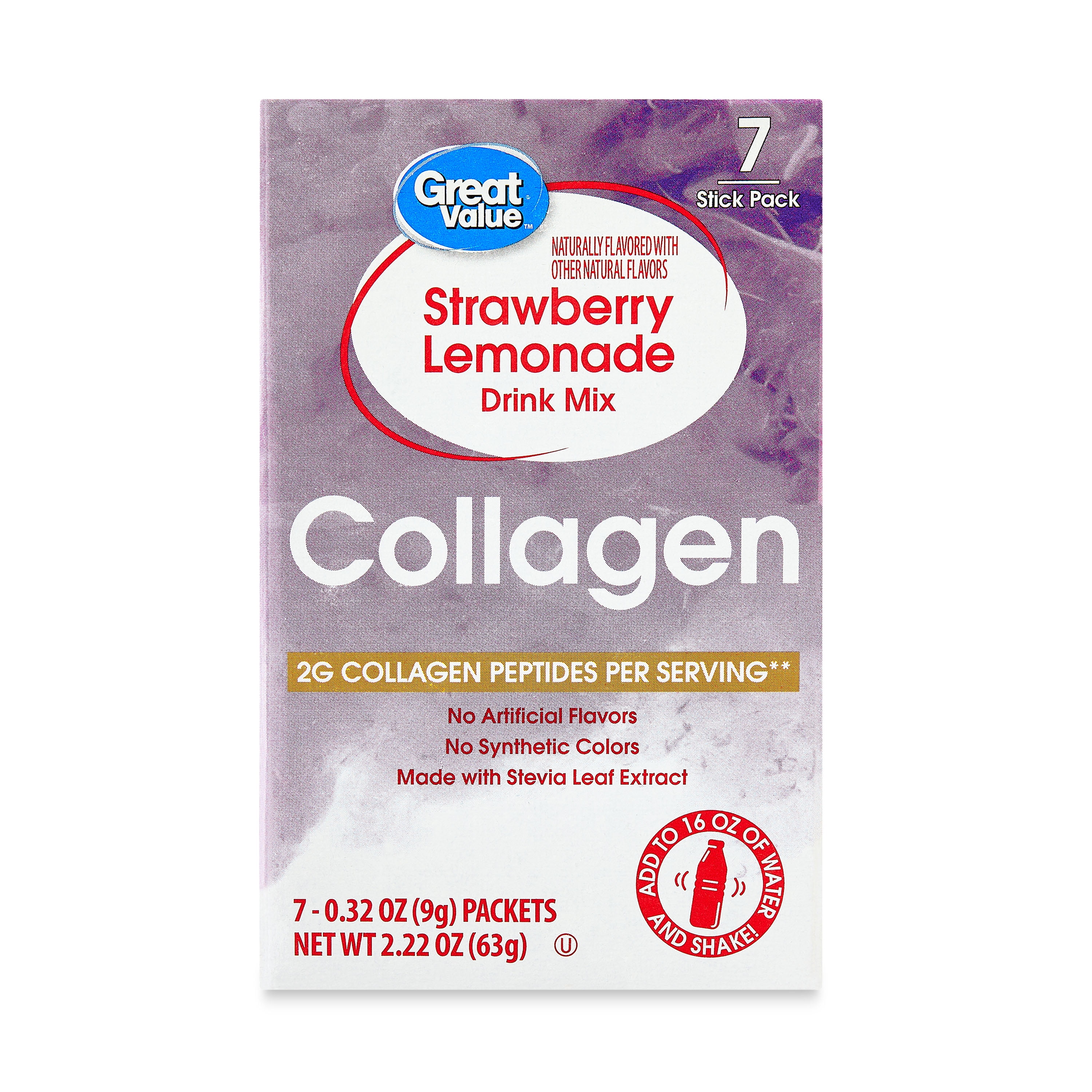 Great Value Collagen Drink Mix, Strawberry Lemonade, 2.2 oz - Walmart.com
