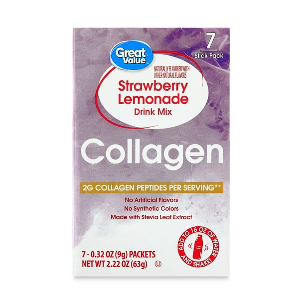 Great Value Collagen Drink Mix, Strawberry Lemonade, 2.2 oz - Walmart ...