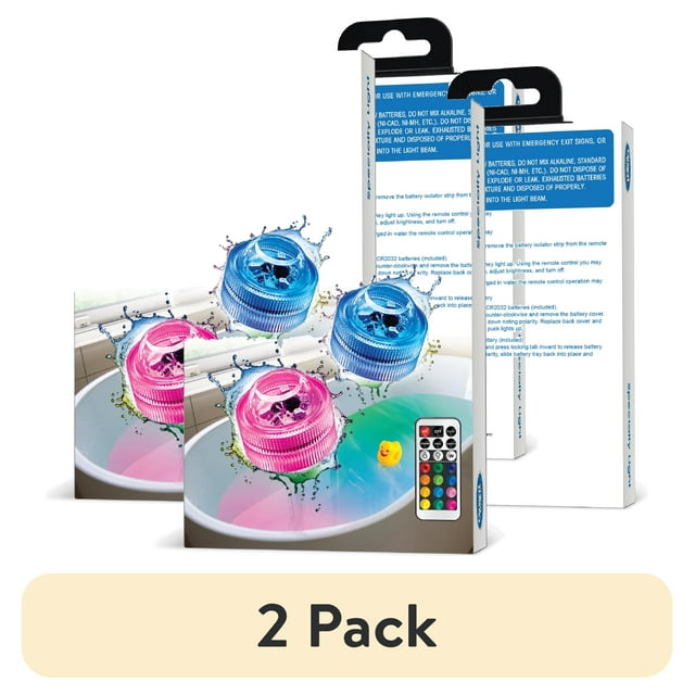 (2 pack) Great Value Color Changing Waterproof Mini LED Puck Lights ...