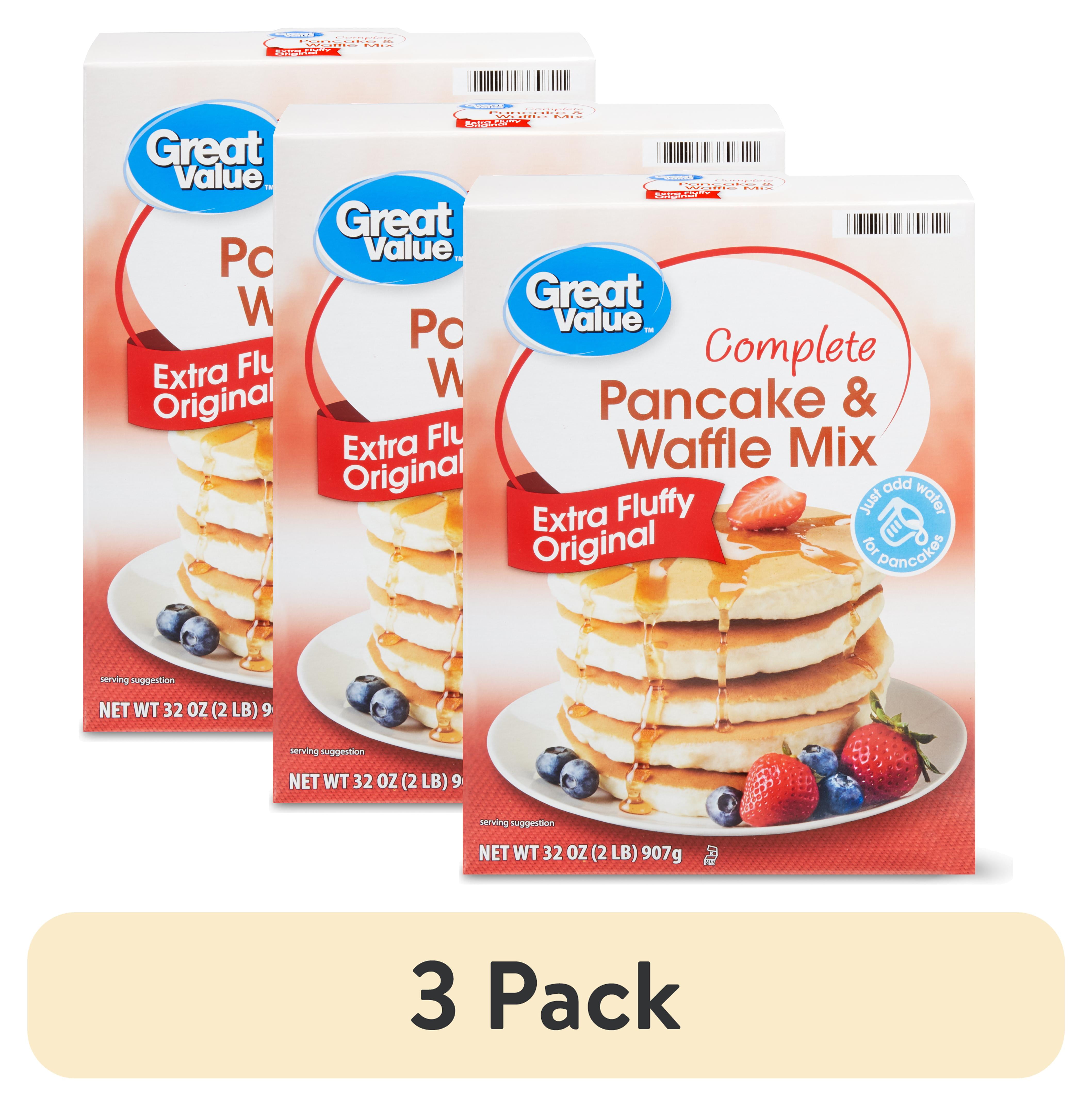 (3 pack) Great Value Complete Pancake & Waffle Mix, Extra Fluffy ...