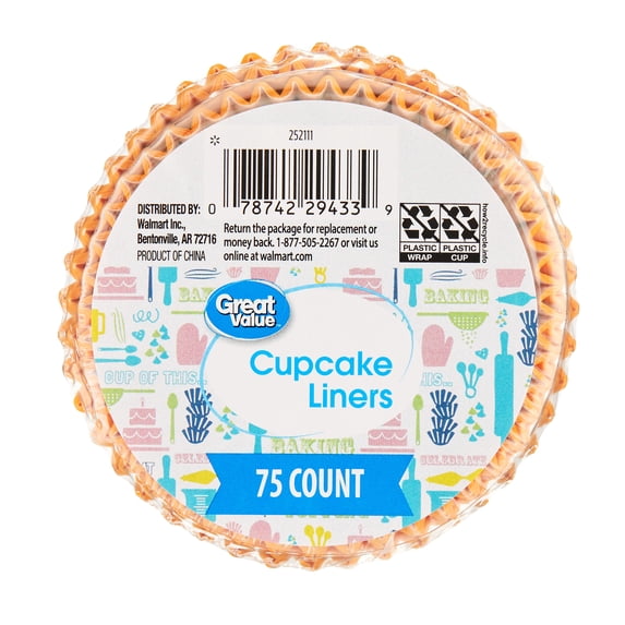 Great Value Confetti Cupcake Liners Multicolor 75 Count for Baking ...