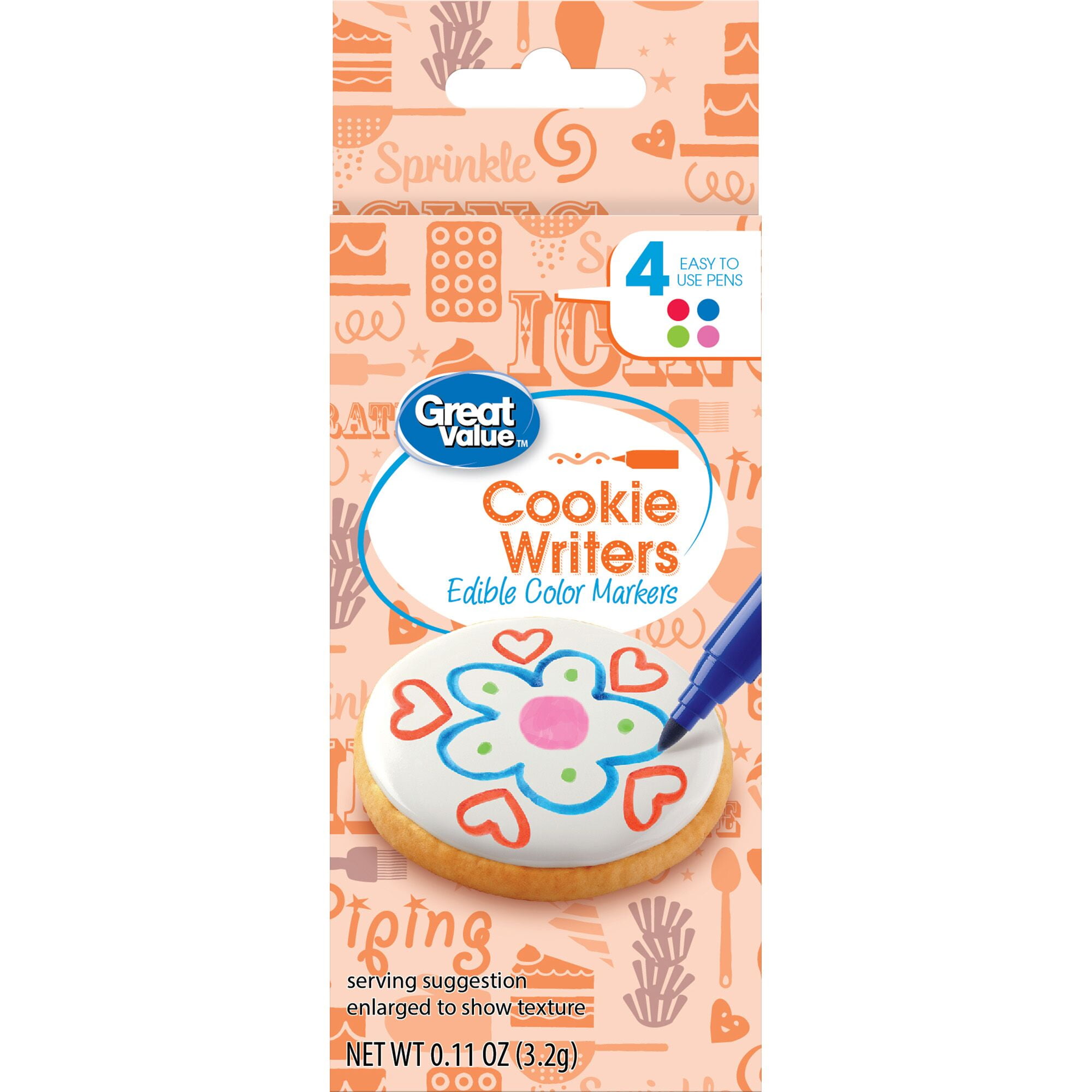 Great Value Cookie Writers Edible Color Markers, 4 Count - Walmart.com