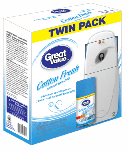 Great Value Cotton Fresh Automatic Spray Dispensers Plus Refills, 12.3 ...