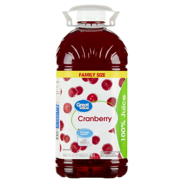 Great Value Cranberry 100% Juice Family Size, 128 fl oz - Walmart.com