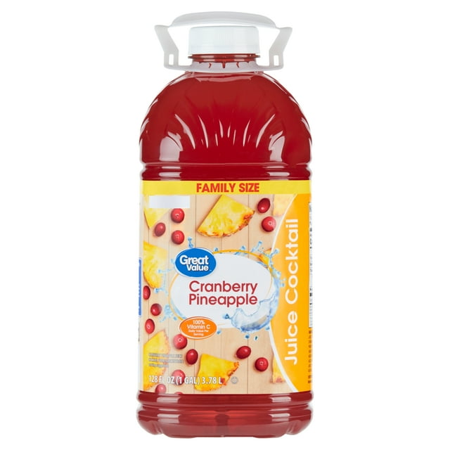 Great Value Cranberry Pineapple Juice Cocktail Family Size, 128 fl oz ...