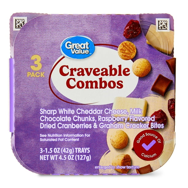 Great Value Craveable Combos Snack Trays, 1.5 oz, 3 Count - Walmart ...