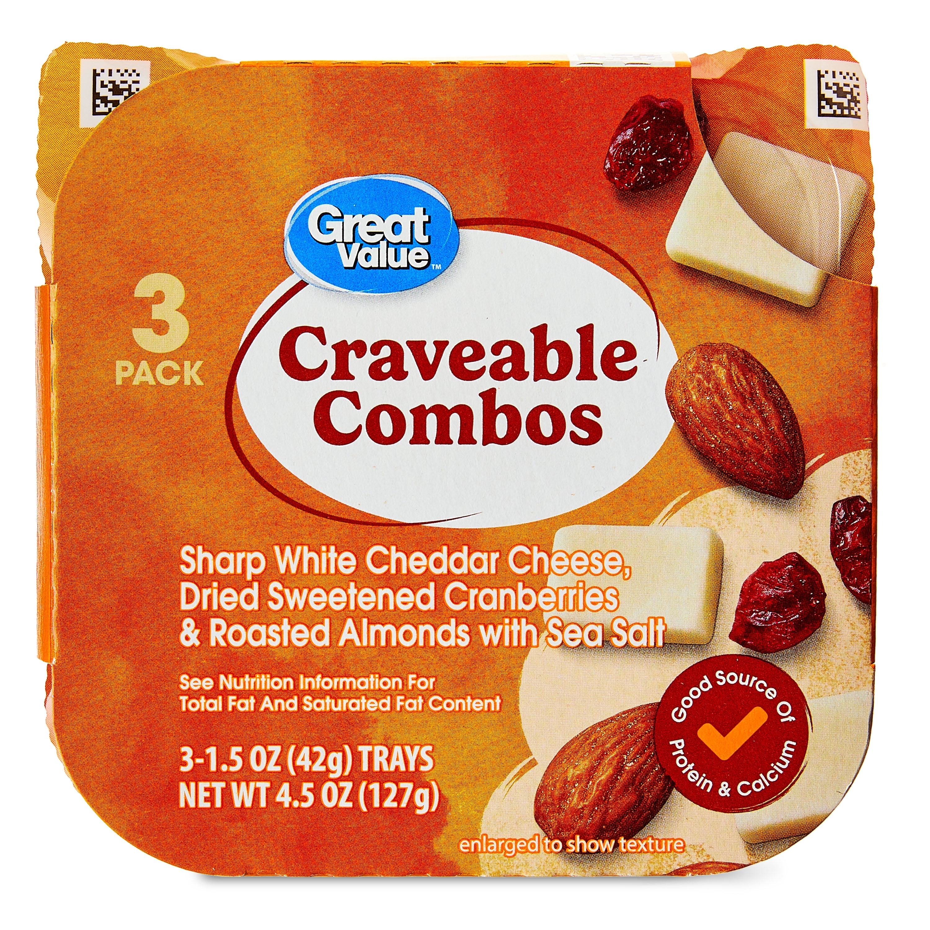 Great Value Craveable Combos Snack Trays, 1.5 oz, 3 Count with cheese ...