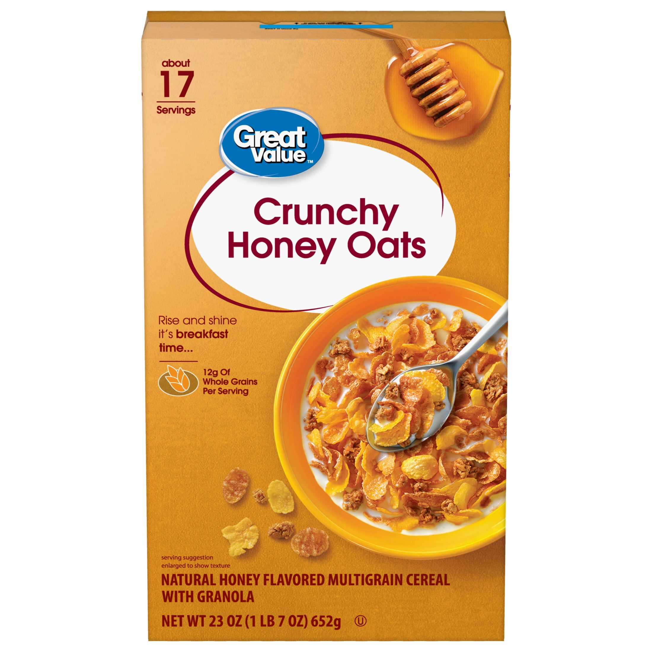 Great Value Crunchy Honey Oats Breakfast Cereal, 23 oz - Walmart.com