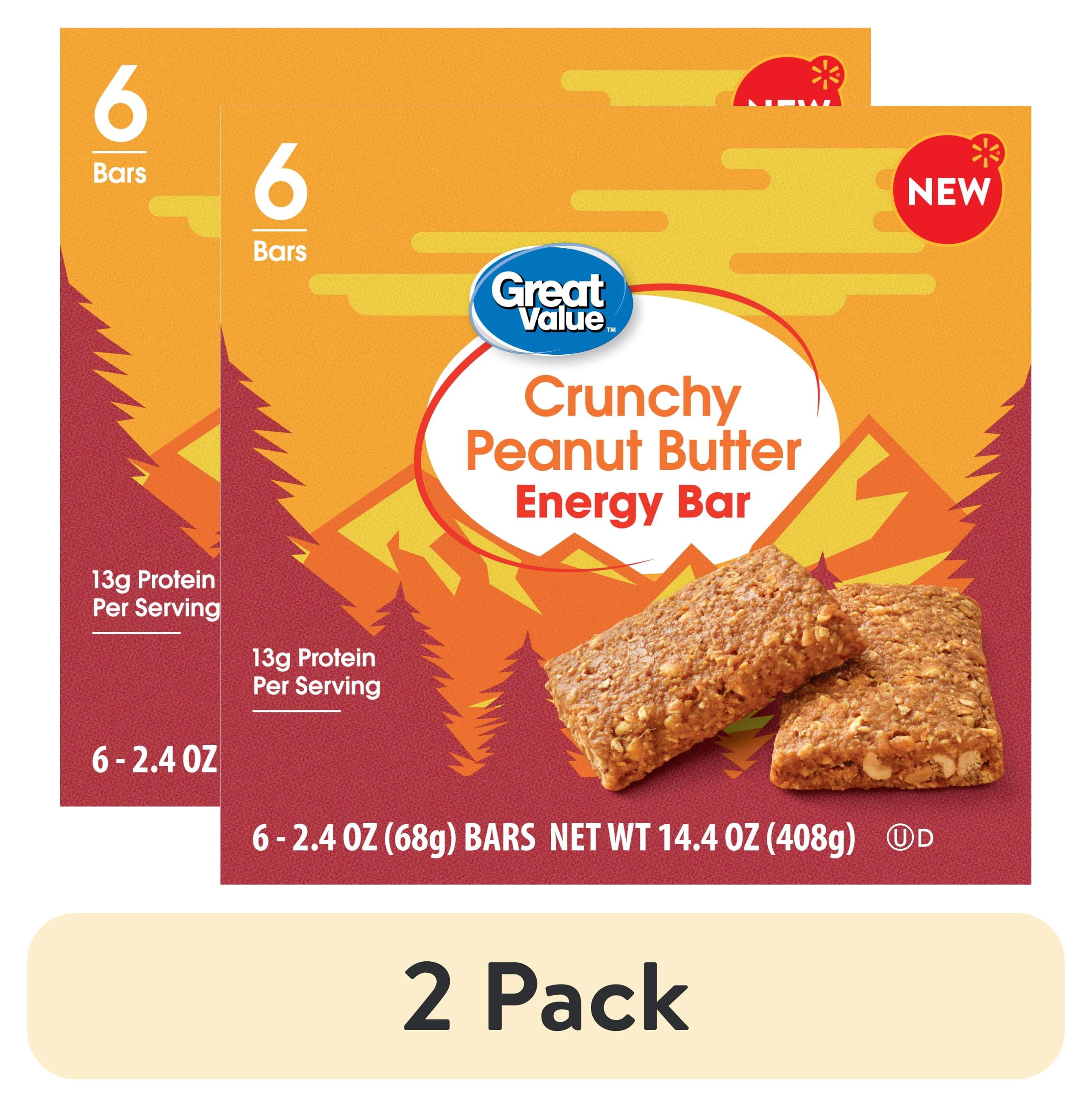 (2 pack) Great Value Crunchy Peanut Butter Energy Bar, 2.4 oz, 6 Count ...