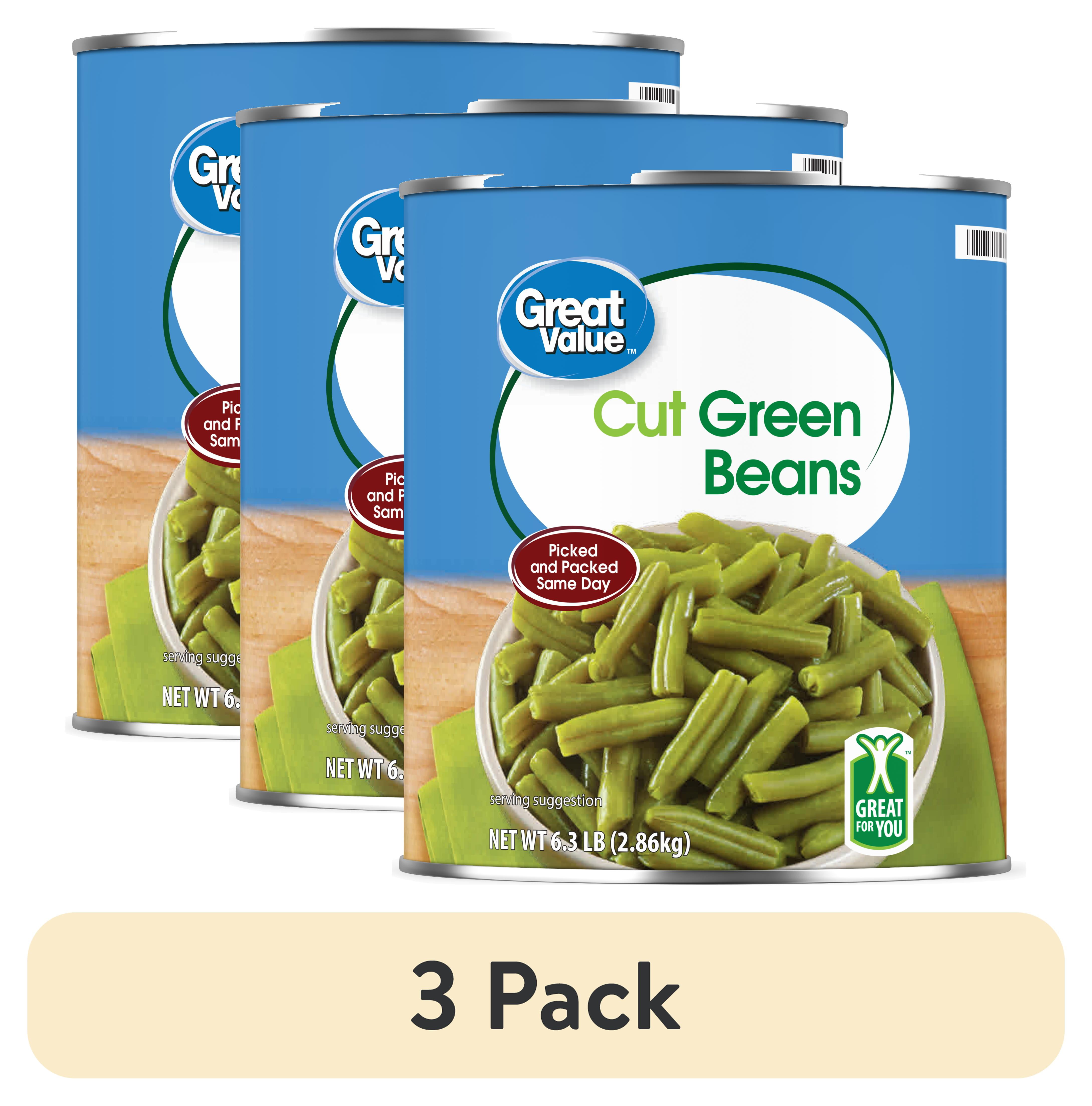 (3 pack) Great Value Cut Green Beans, 101 oz - Walmart Business Supplies