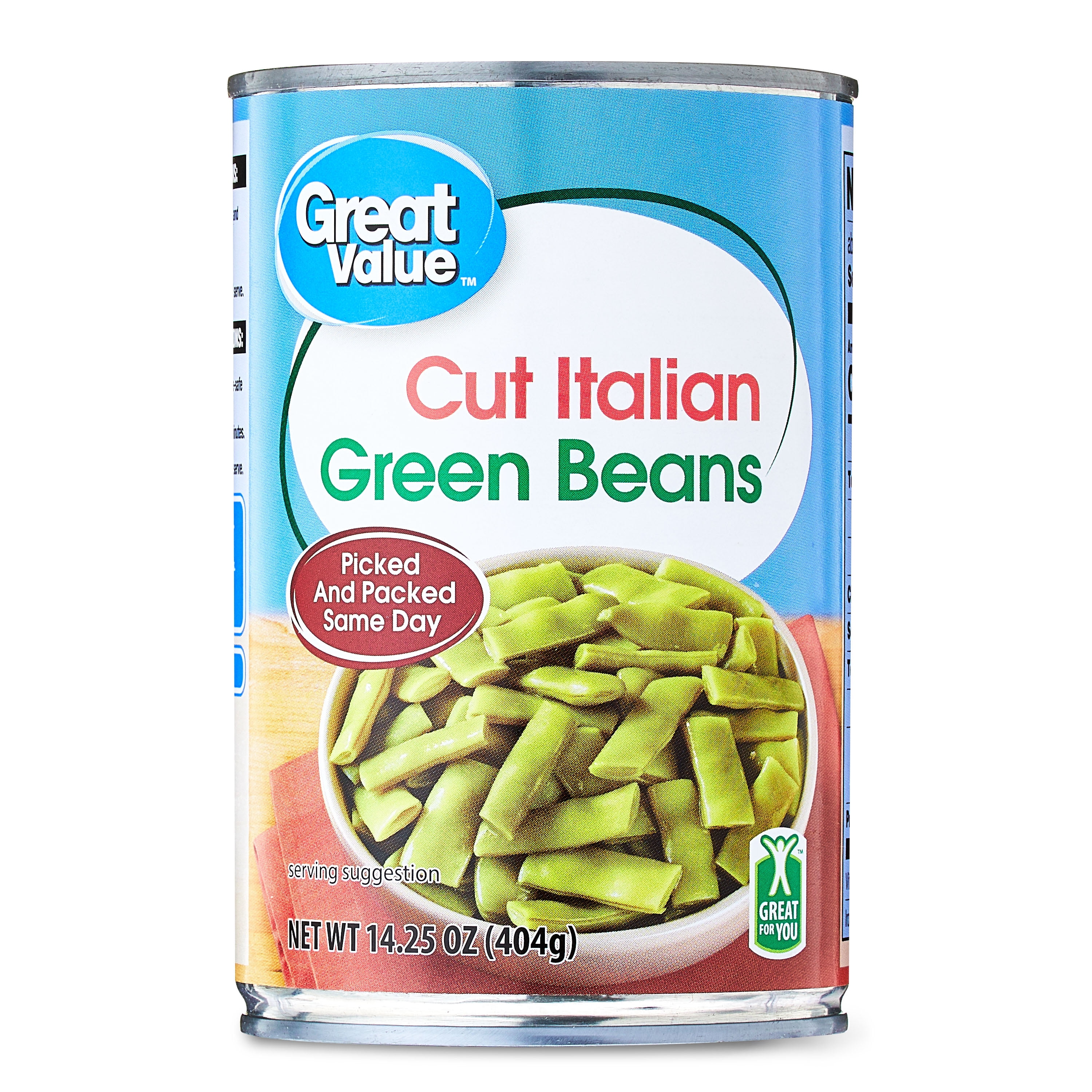 Great Value Cut Italian Green Beans, 14.25 oz Can - Walmart.com