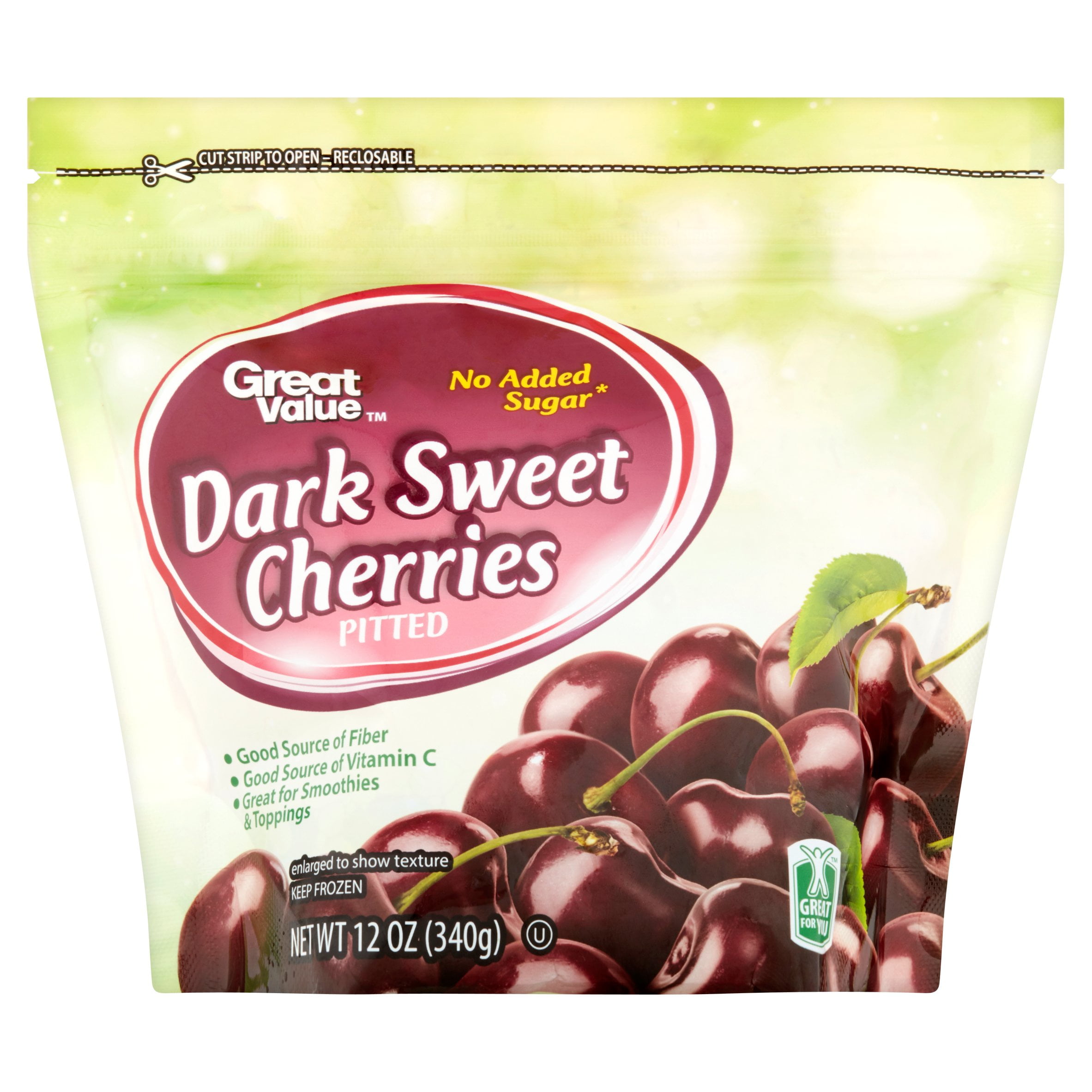 Great Value Dark Sweet Cherries, Pitted, No Sugar Added, 12 oz (Frozen ...