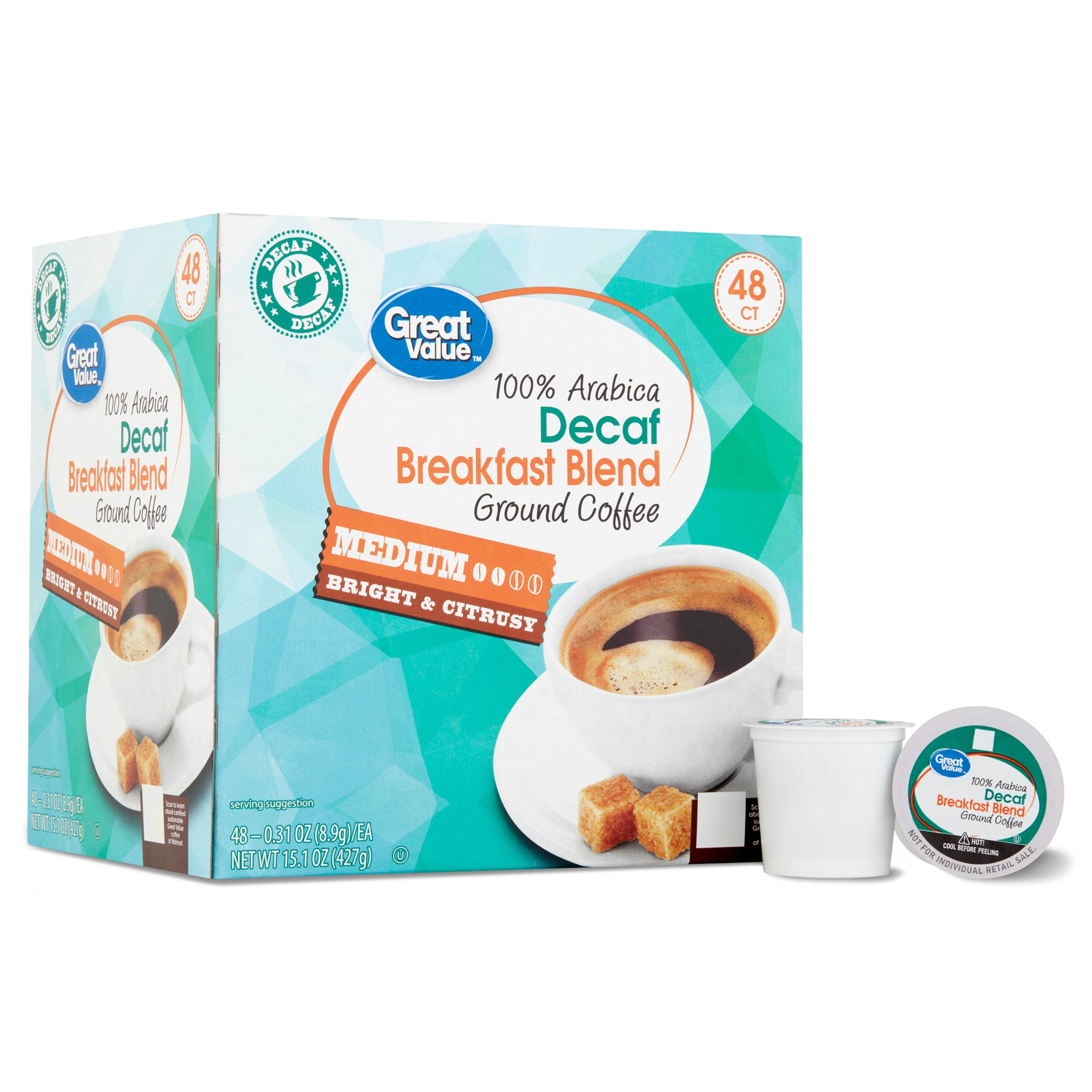 Great Value Decaf 100% Arabica Breakfast Blend Medium Roast Ground ...