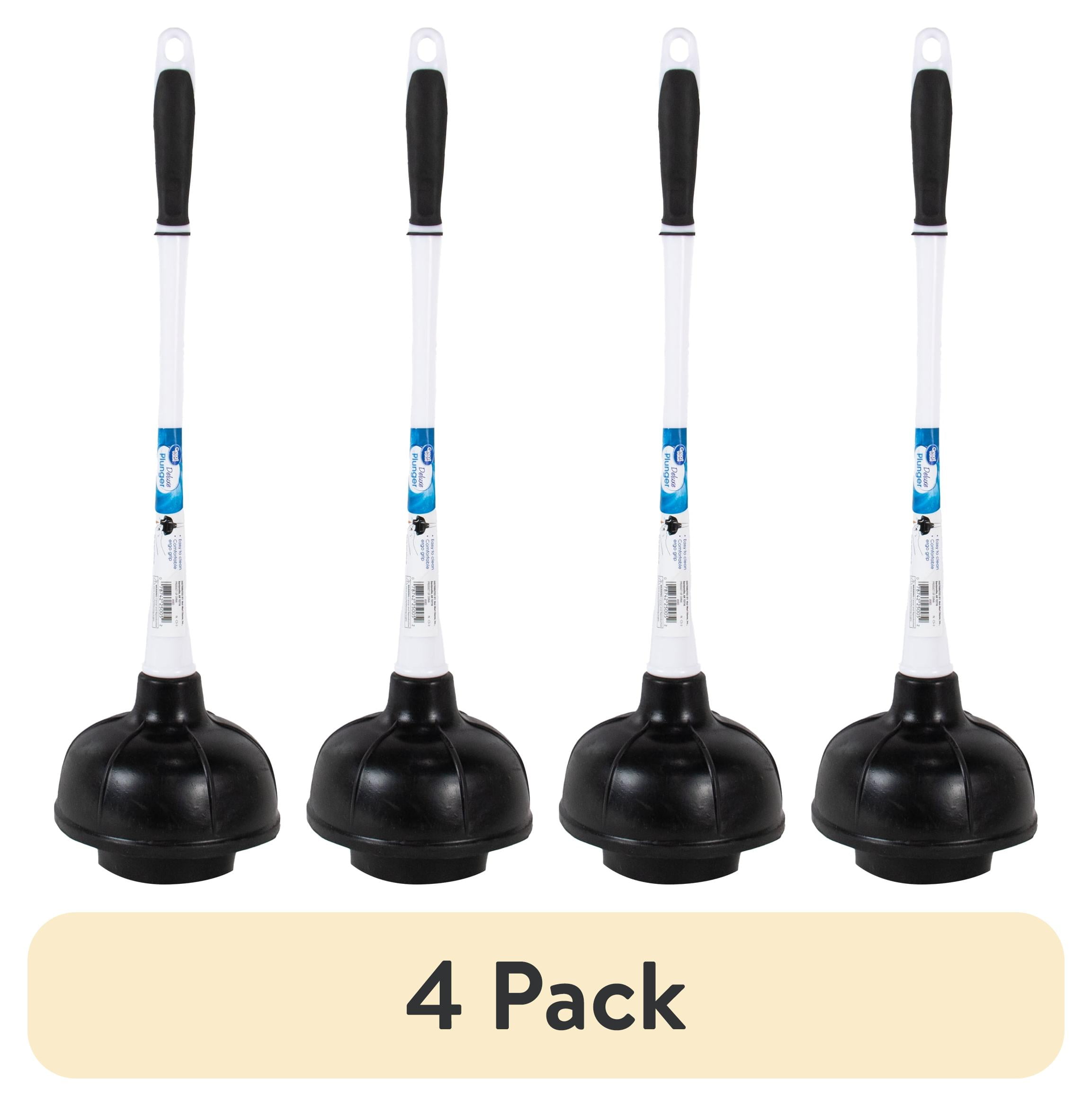 (4 pack) Great Value Deluxe Toilet Plunger with 16in Ergonomic Plastic ...