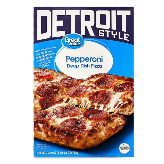 Great Value Detroit-Style Pepperoni Pizza, 25.1 oz (Frozen) - Walmart.com