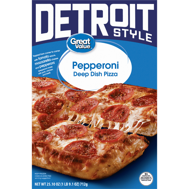 Great Value Detroit-Style Pepperoni Pizza, 25.1 oz (Frozen) - Walmart ...