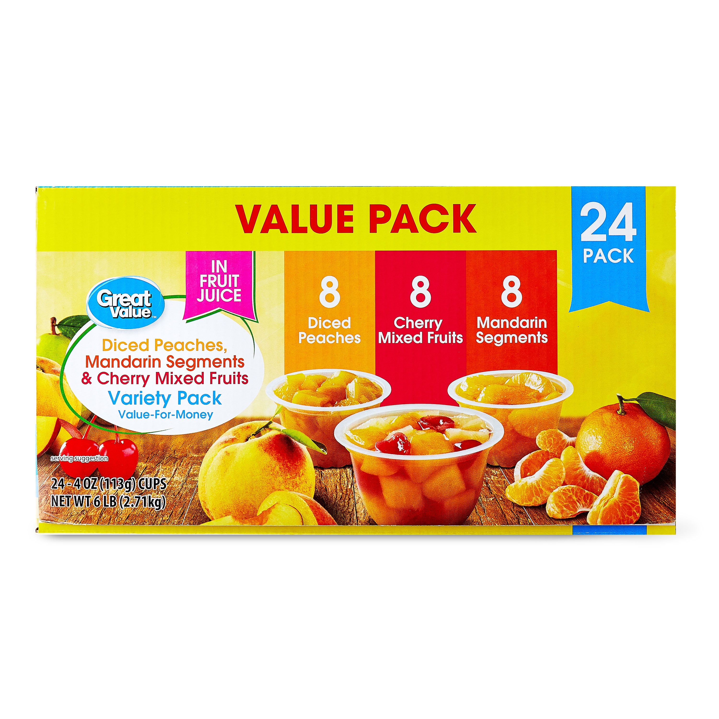 Great Value Diced Peaches, Mandarin Segments & Cherry Mixed Fruits ...