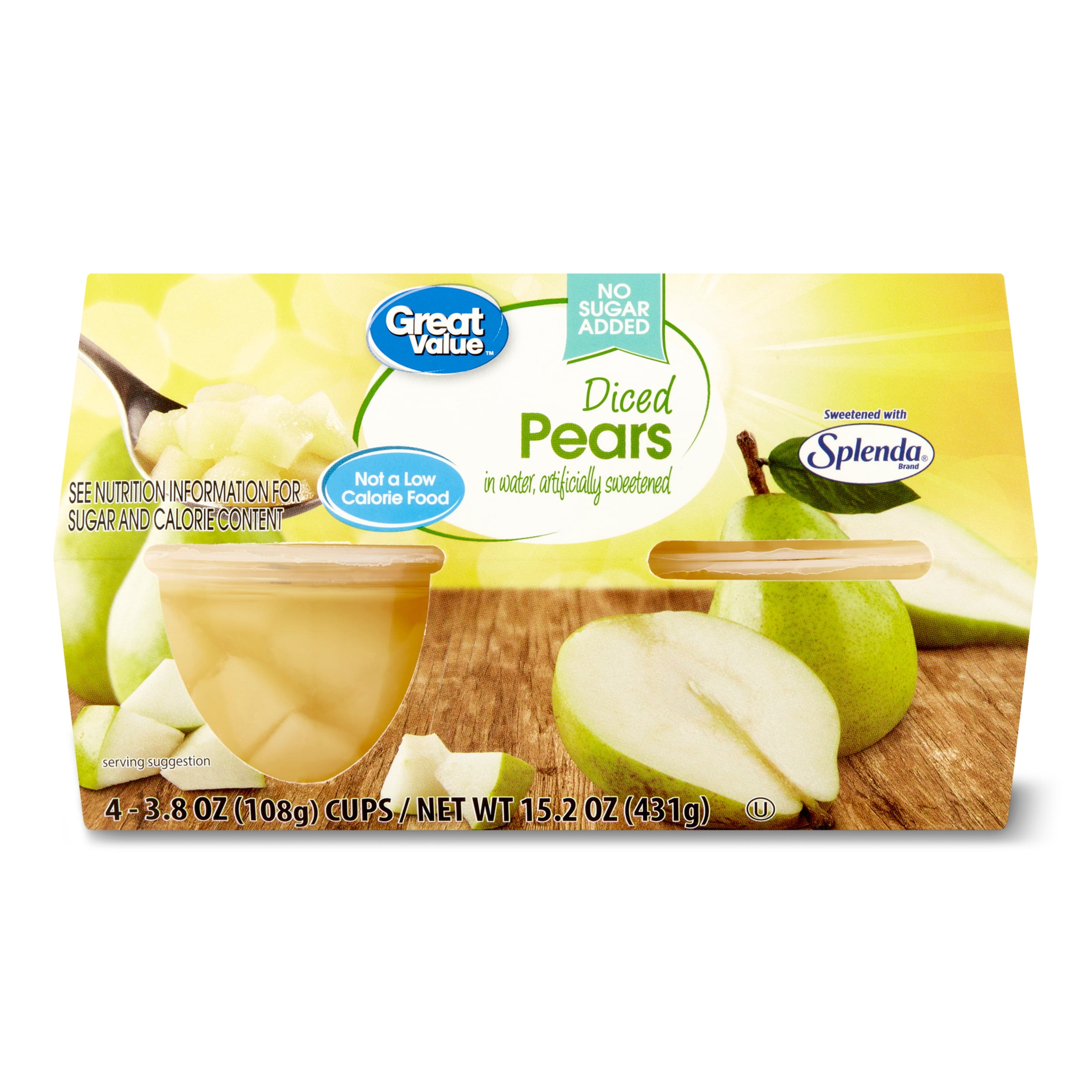 Great Value Diced Pear Fruit Cups, No Sugar Added, 3.8 oz - Walmart.com