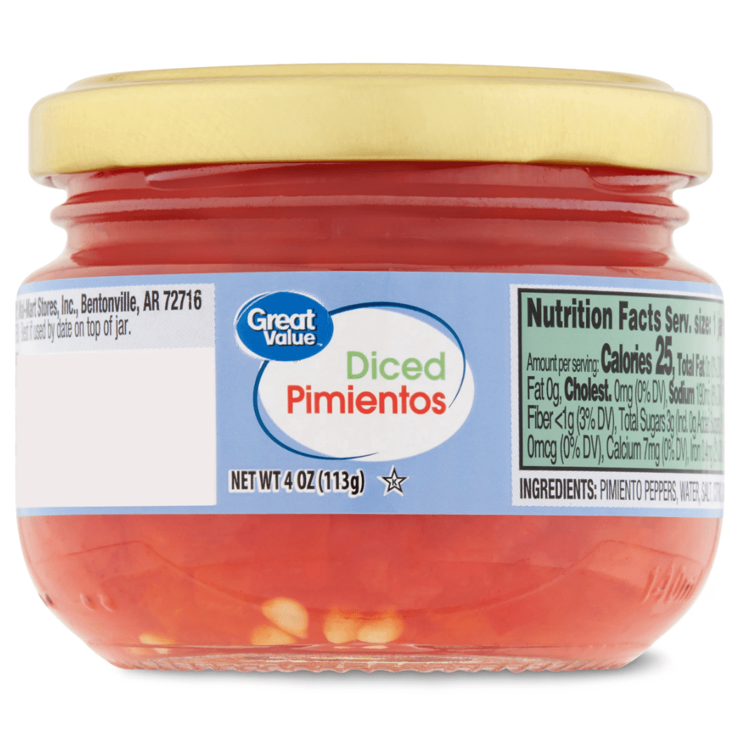 Great Value Diced Pimientos 4 oz Shelf Stable Versatile Vegetable ...