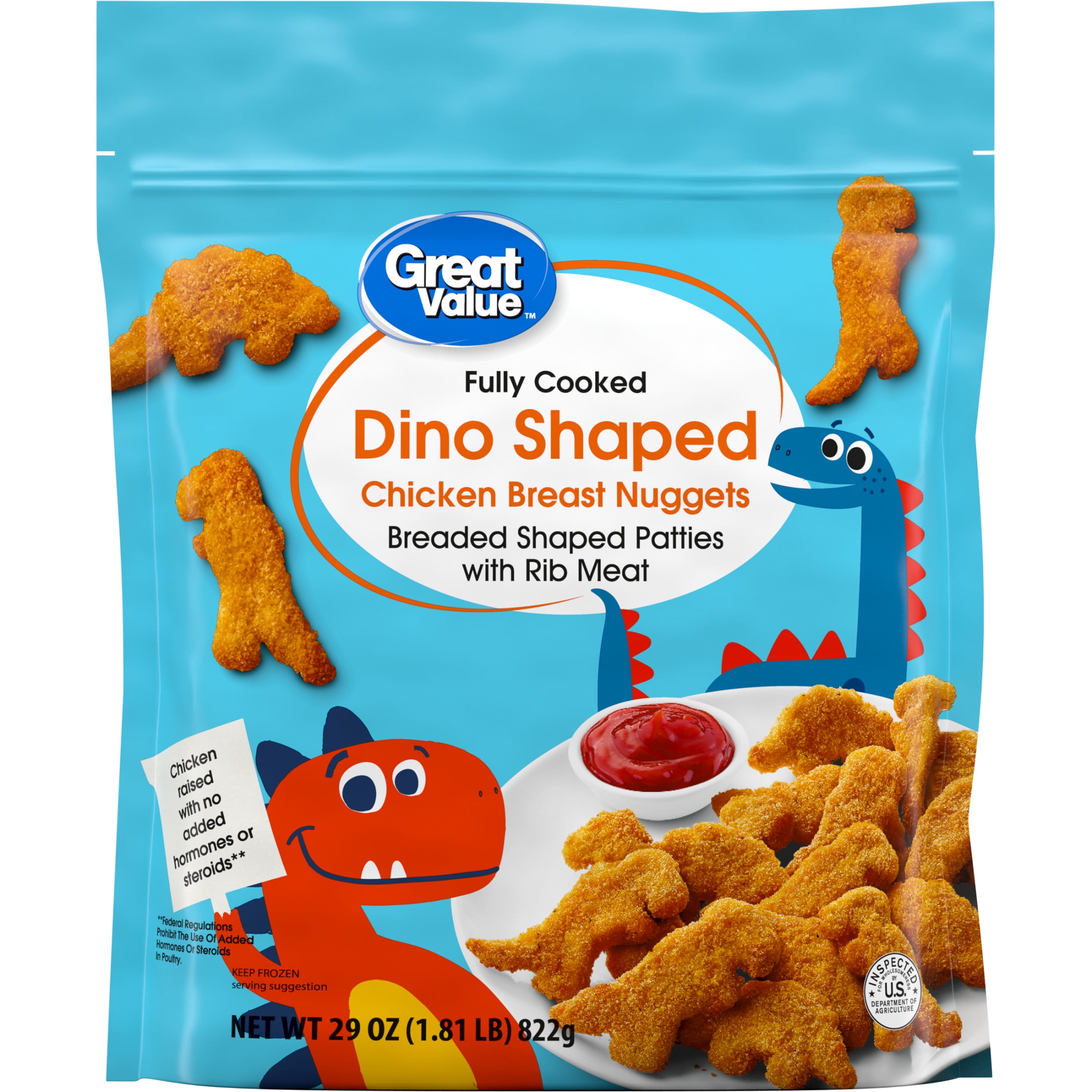 Great Value Fully Cooked Dino Chicken Nuggets 29 oz with 14g Protein ...