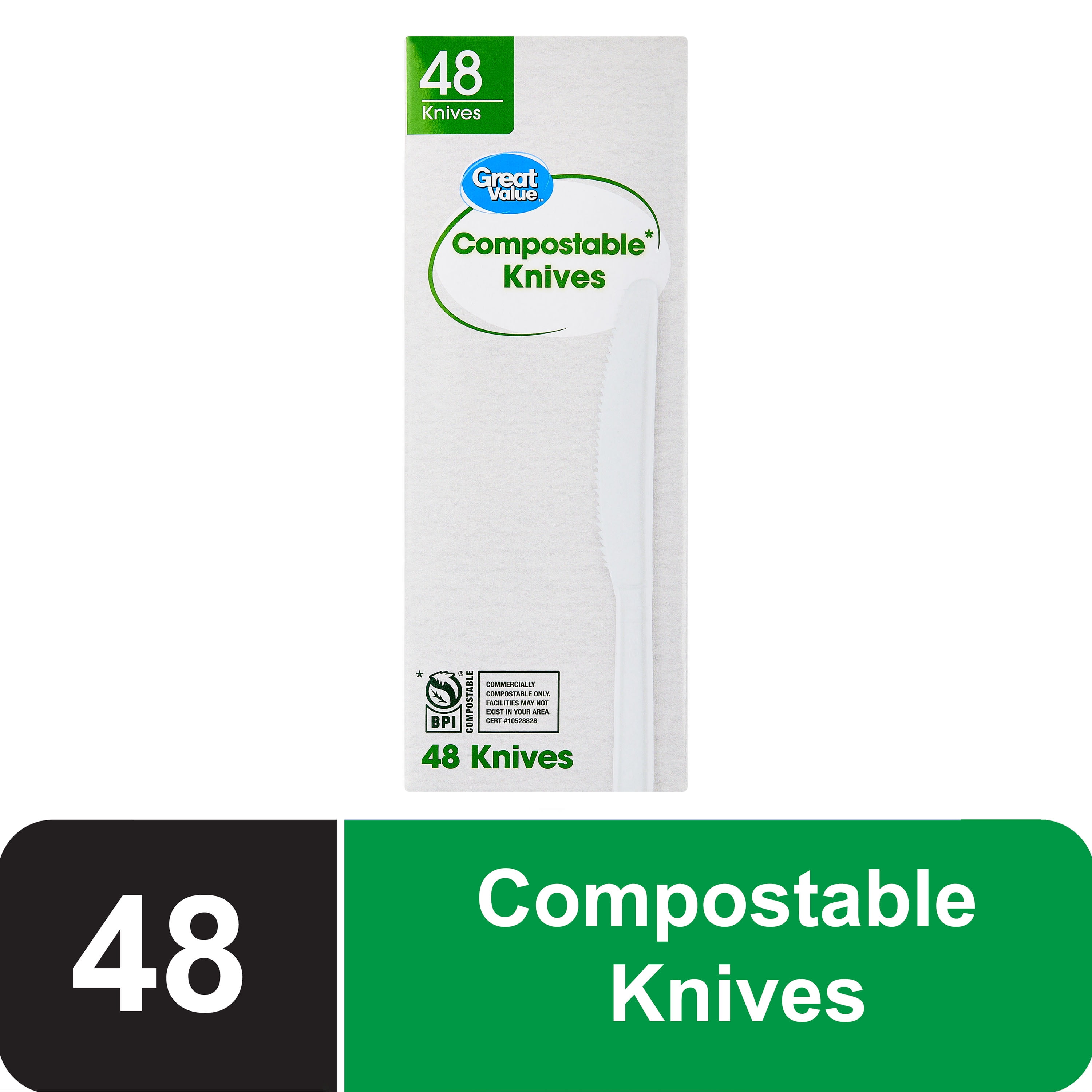 Great Value Disposable Knives, 48 Count, Made from Durable CPLA ...