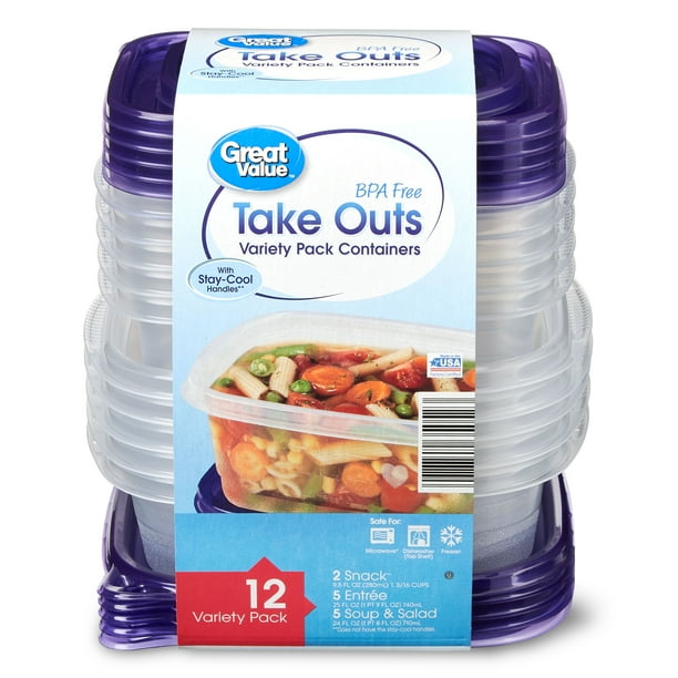 Great Value Disposable Containers Variety Pack, 12 Count - Walmart ...