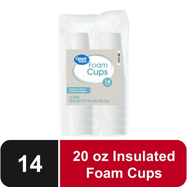 Great Value Disposable Foam Cups, 20oz, 14 Count - Walmart Business ...
