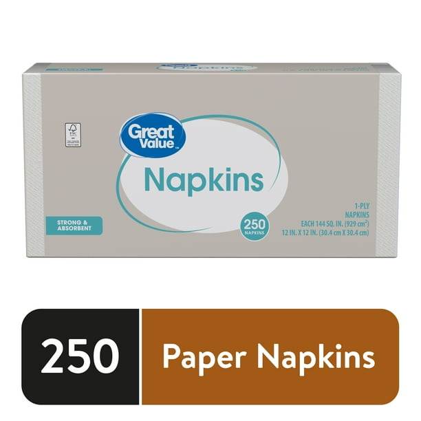 Great Value Disposable Paper Napkins, White, 250 Count - Walmart ...