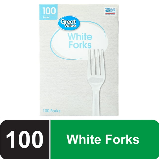 Great Value Disposable Plastic White Forks, 100 Count - Walmart ...