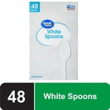 Great Value White Disposable Spoons 48 Count Easy On-the-Go Cutlery ...