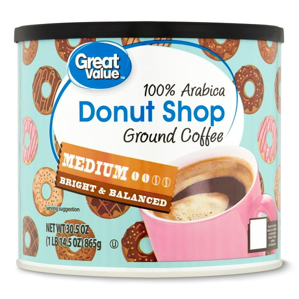 Great Value Donut Shop 100% Arabica Medium Ground Naturally Caffeinated ...