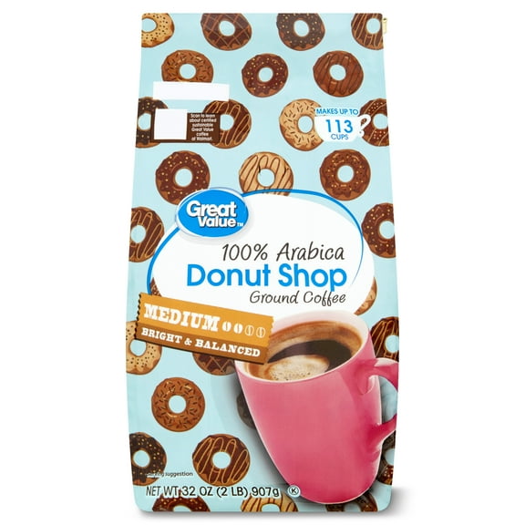 Great Value Donut Shop Decaf Ground Coffee 12 oz Lightly Roasted ...